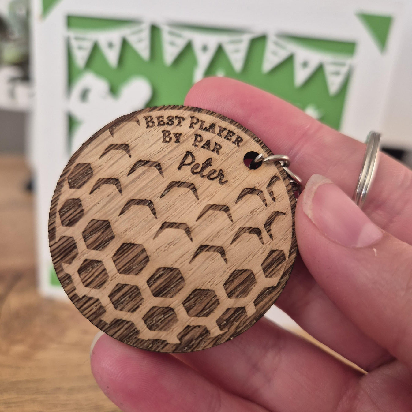 Engraved Wooden Golf Keyring – BethsCraftings