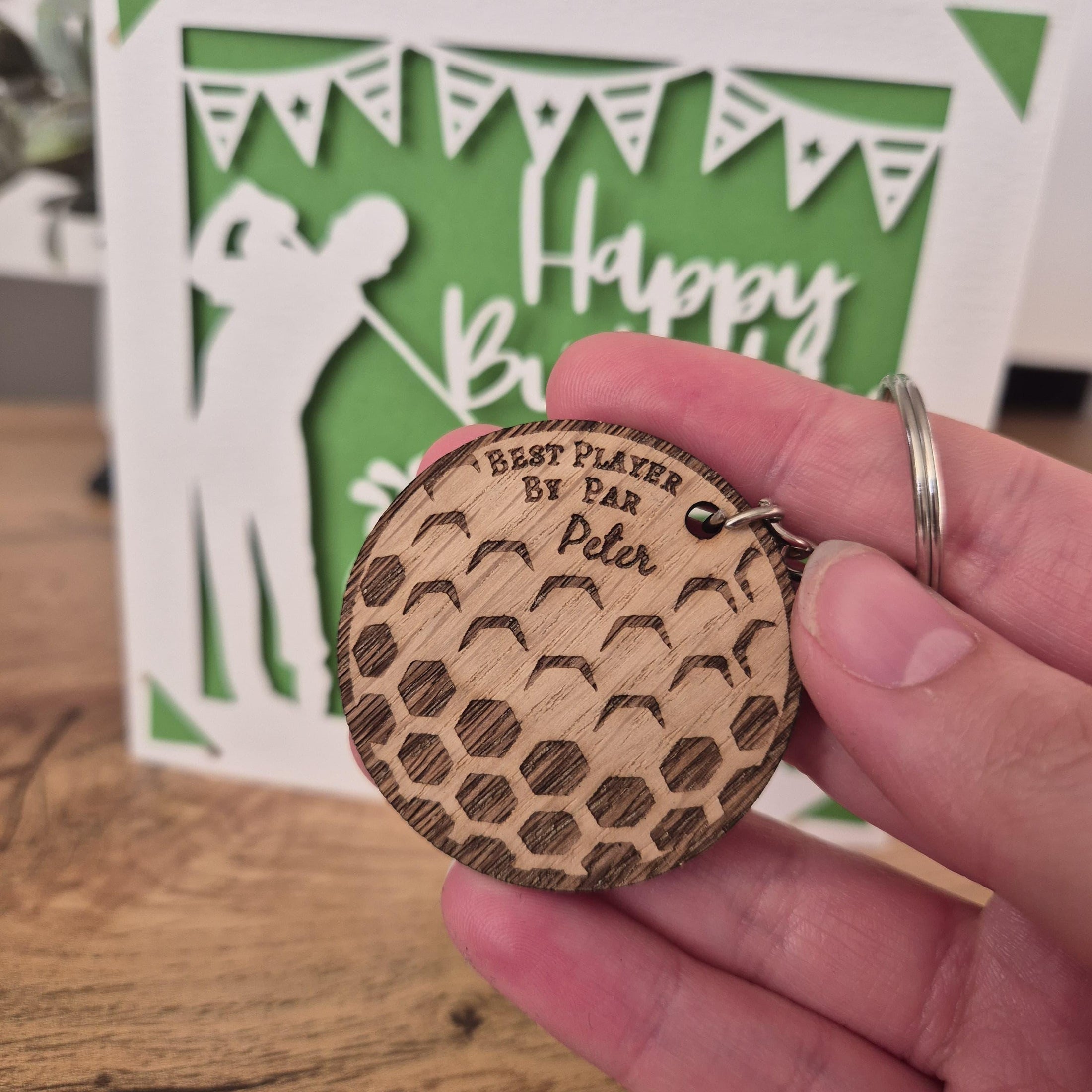 Engraved Wooden Golf Keyring – BethsCraftings