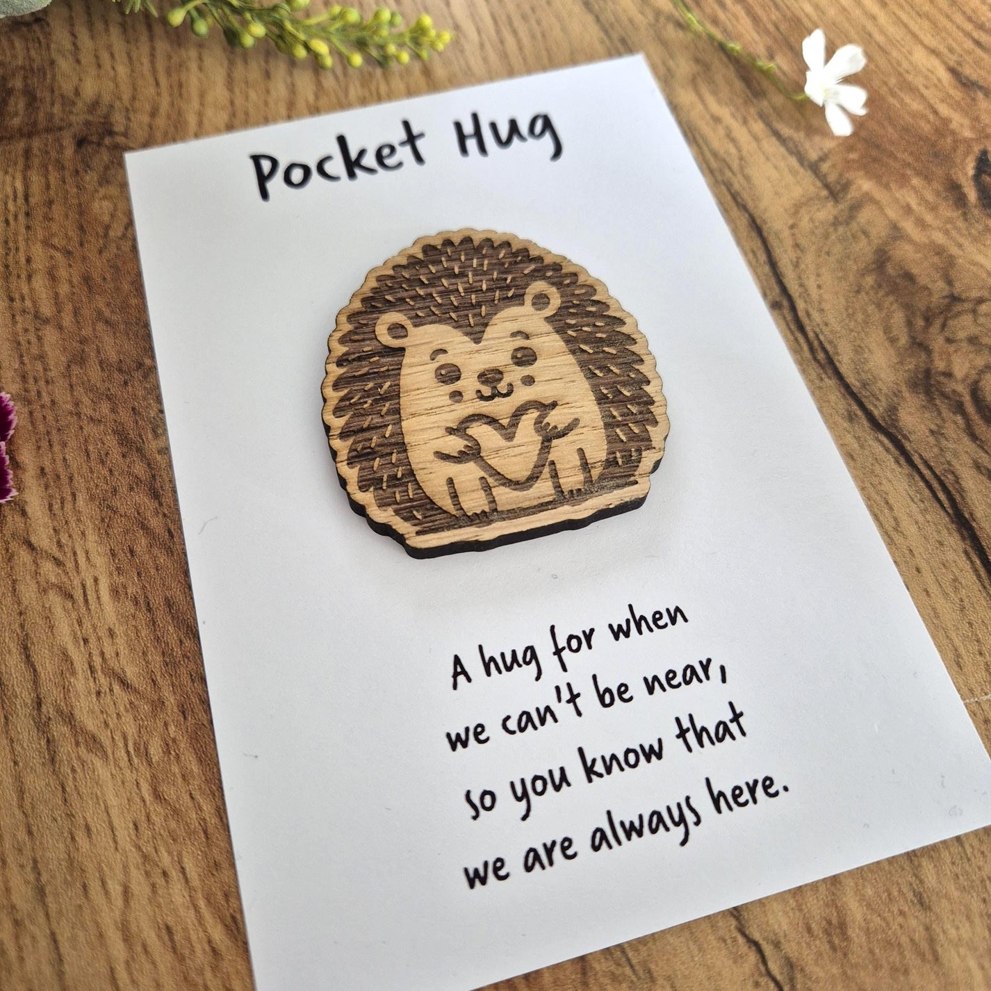 Hedgehog Wooden Engraved Pocket Hug – BethsCraftings